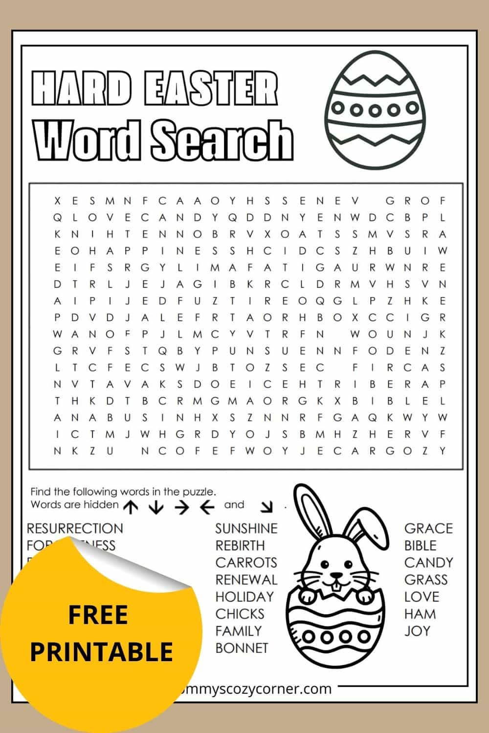 3 Free Hard Easter Word Search Printables With Answer Keys