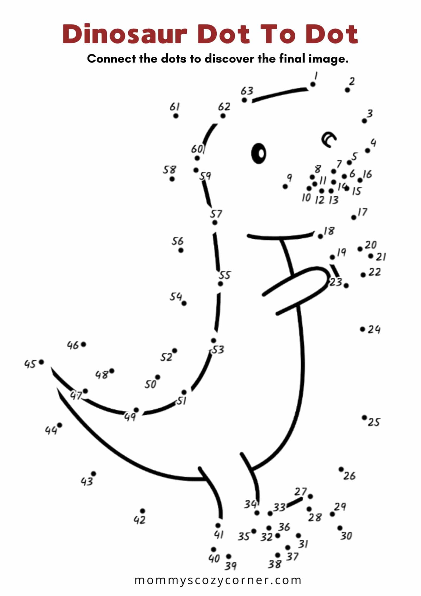 6 Dinosaur Connect The Dots Worksheets