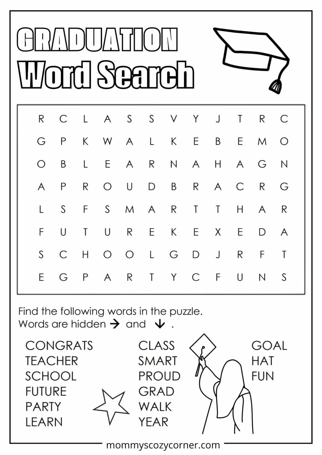 3 Easy Graduation Word Search Printables For Kids