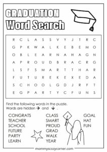 3 Easy Graduation Word Search Printables For Kids