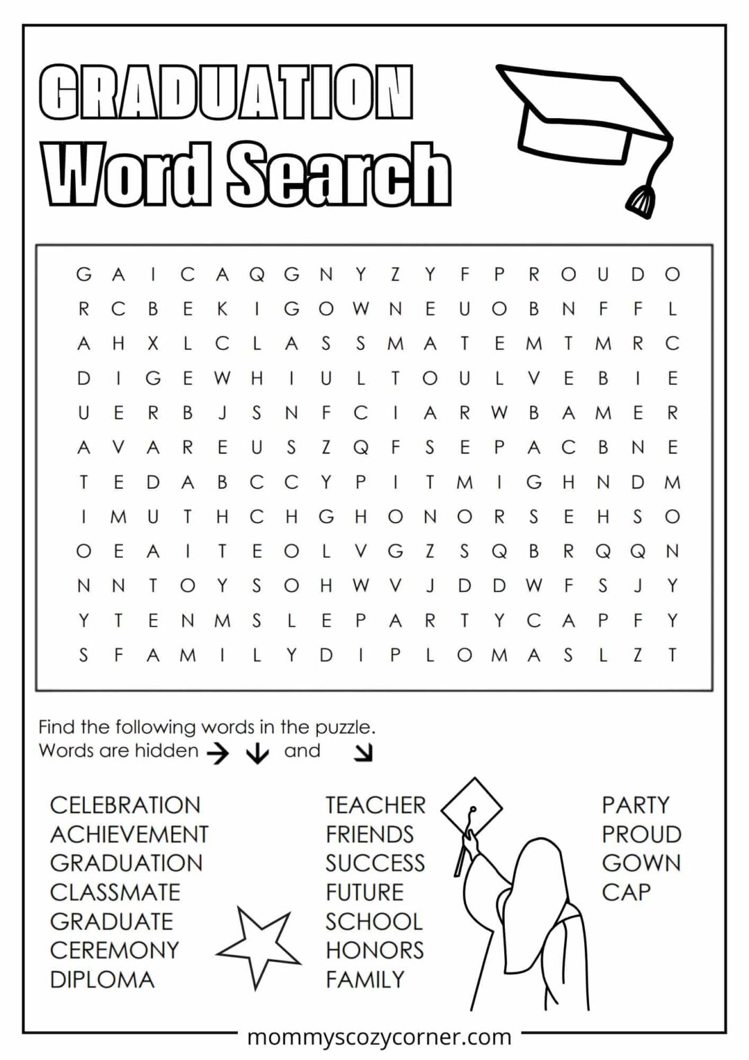 3 Hard Graduation Word Search Printables For Kids