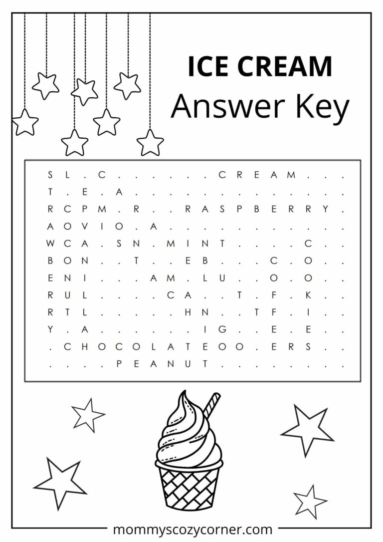 2 Ice Cream Word Search Printables with Answer Keys