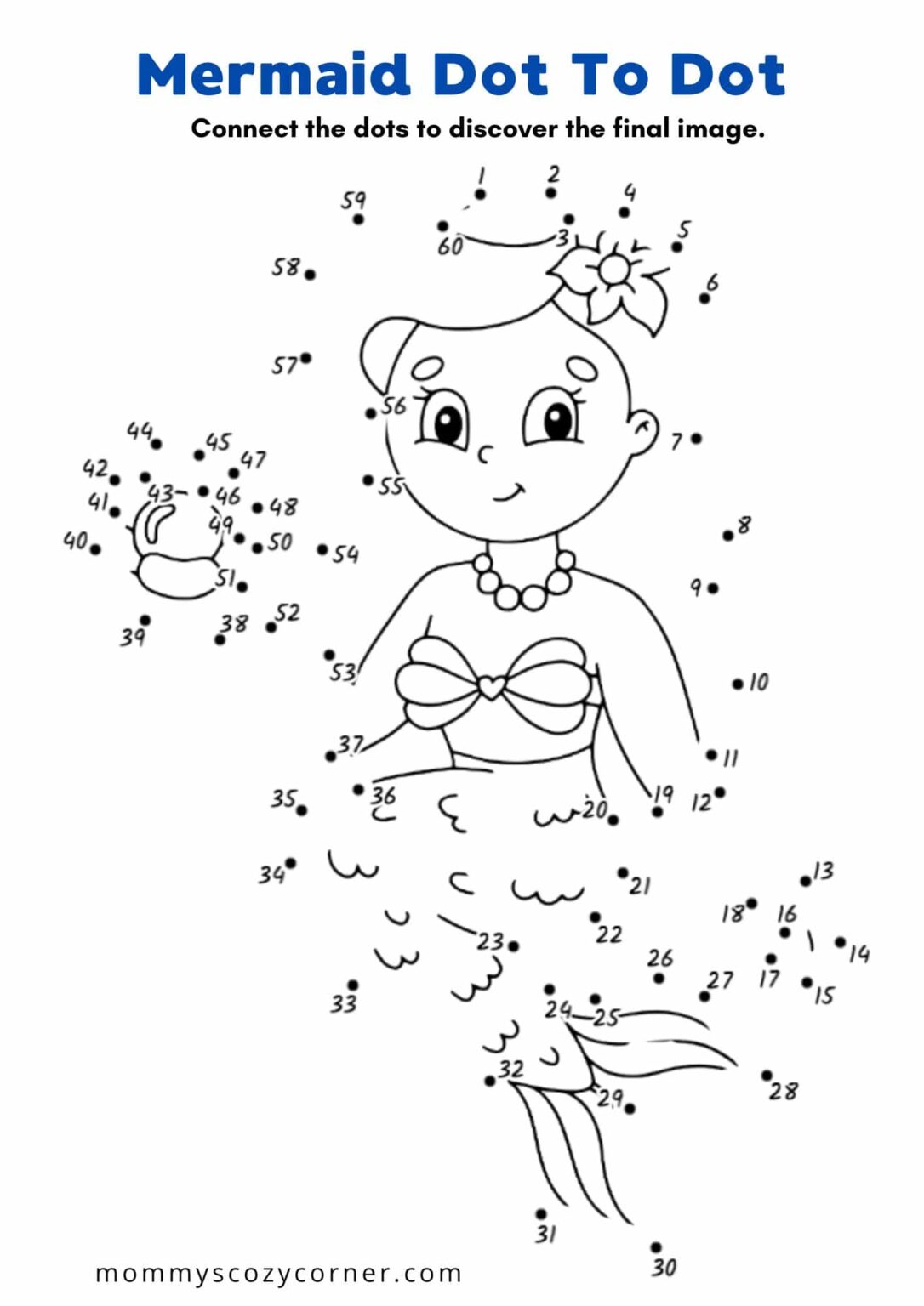 5 Mermaid Connect The Dots Printables
