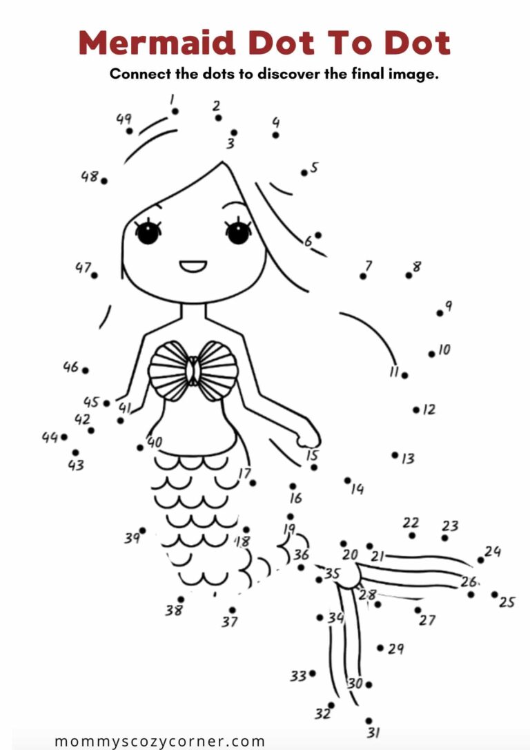 5 Mermaid Connect The Dots Printables