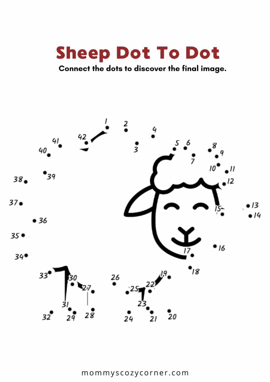 4 Sheep Connect The Dots Printables