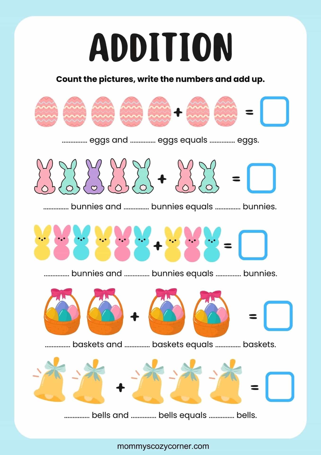 2 Easter Addition Math Worksheets With Images