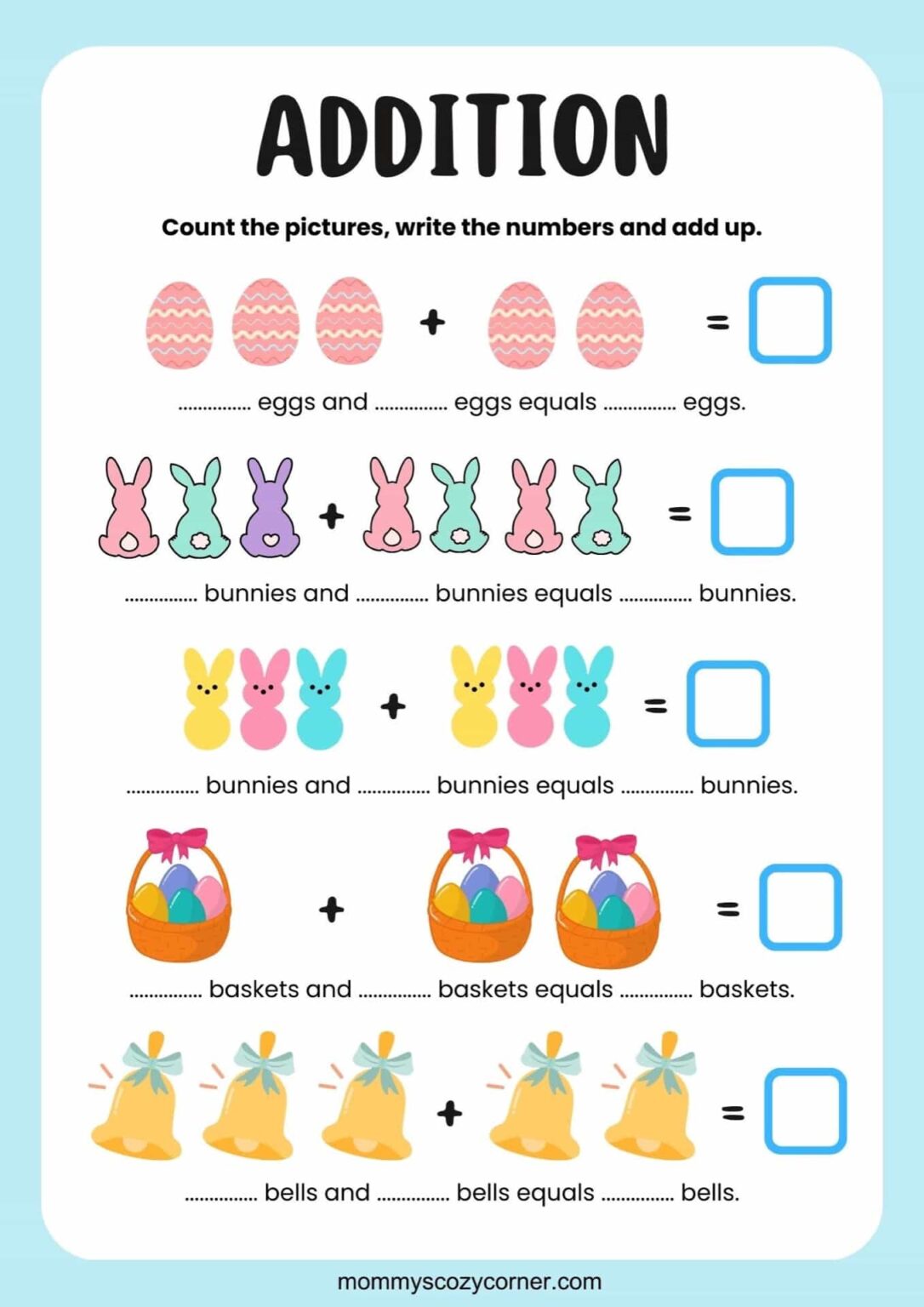 2 Easter Addition Math Worksheets With Images