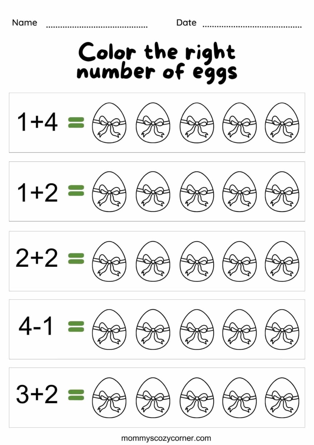 2 Easter Addition Math Worksheets For Kids