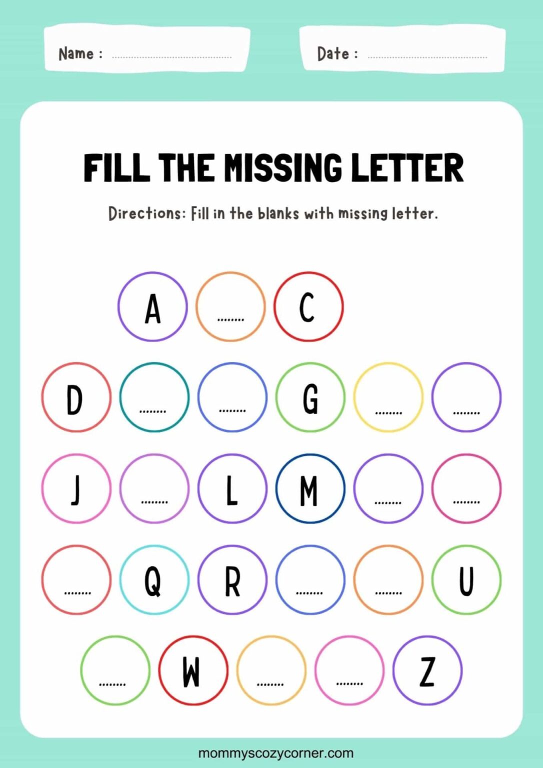 2 Missing Letters Alphabet Worksheets For Preschool And 1st Grade