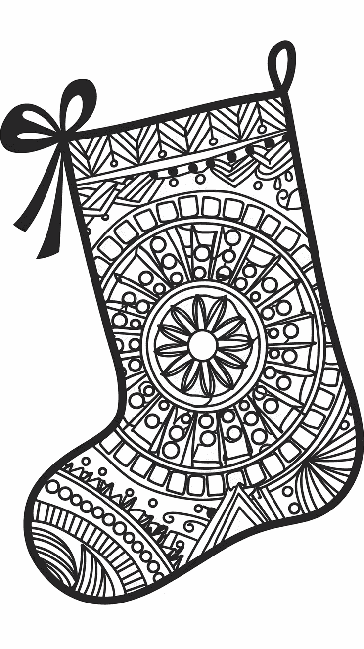 13 Christmas Stocking Mandala Coloring Pages