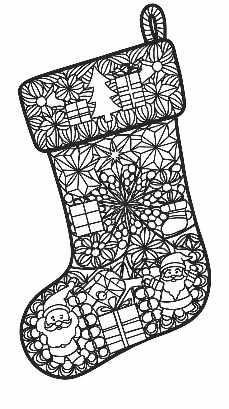 13 Christmas Stocking Mandala Coloring Pages