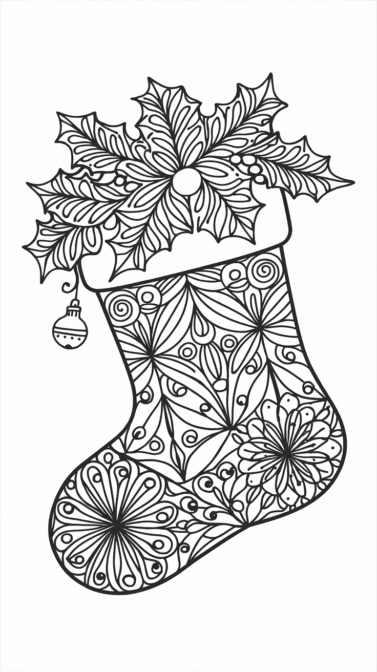 13 Christmas Stocking Mandala Coloring Pages