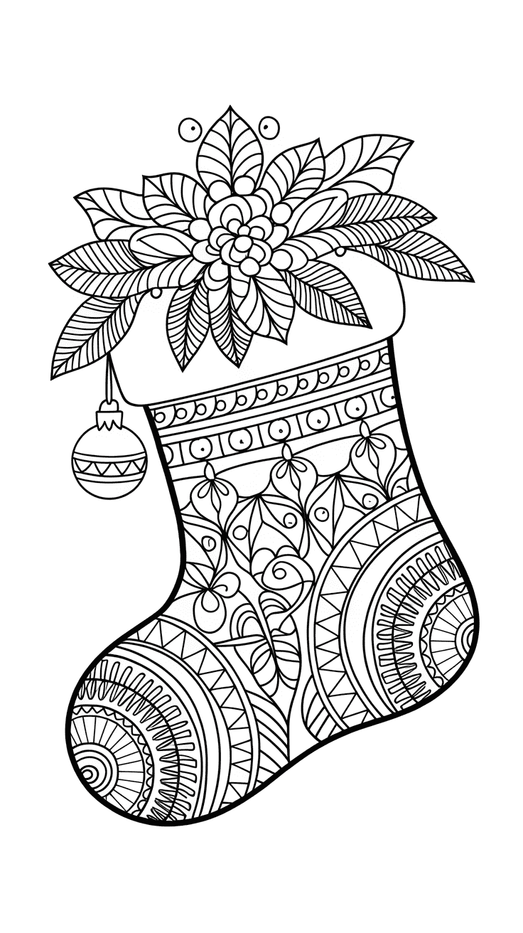 13 Christmas Stocking Mandala Coloring Pages