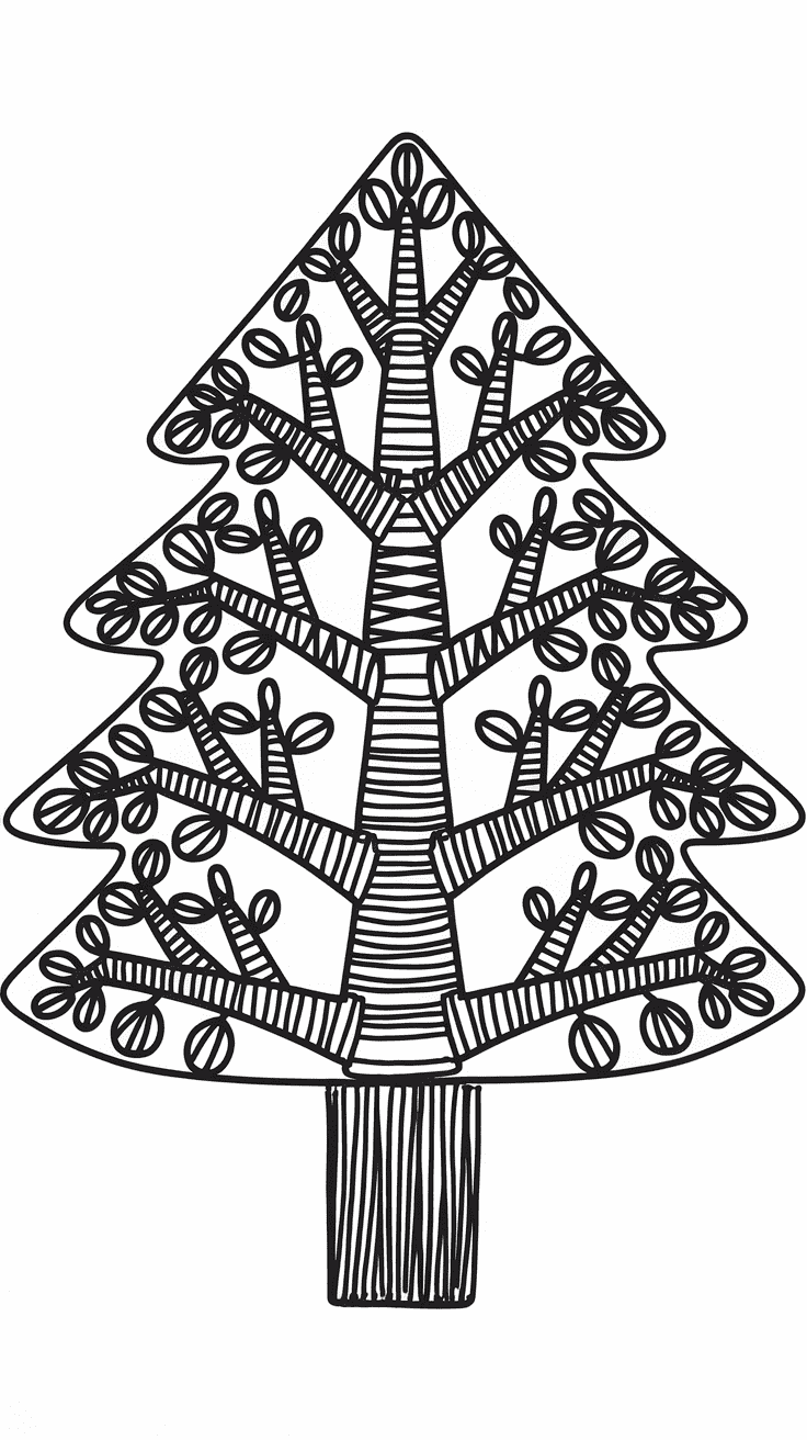 10 Christmas Tree Mandala Coloring Pages
