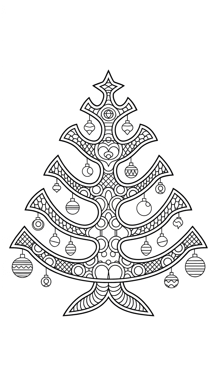 10 Christmas Tree Mandala Coloring Pages
