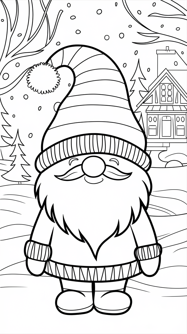 20 Adorable Christmas Gnome Coloring Pages for Festive Fun