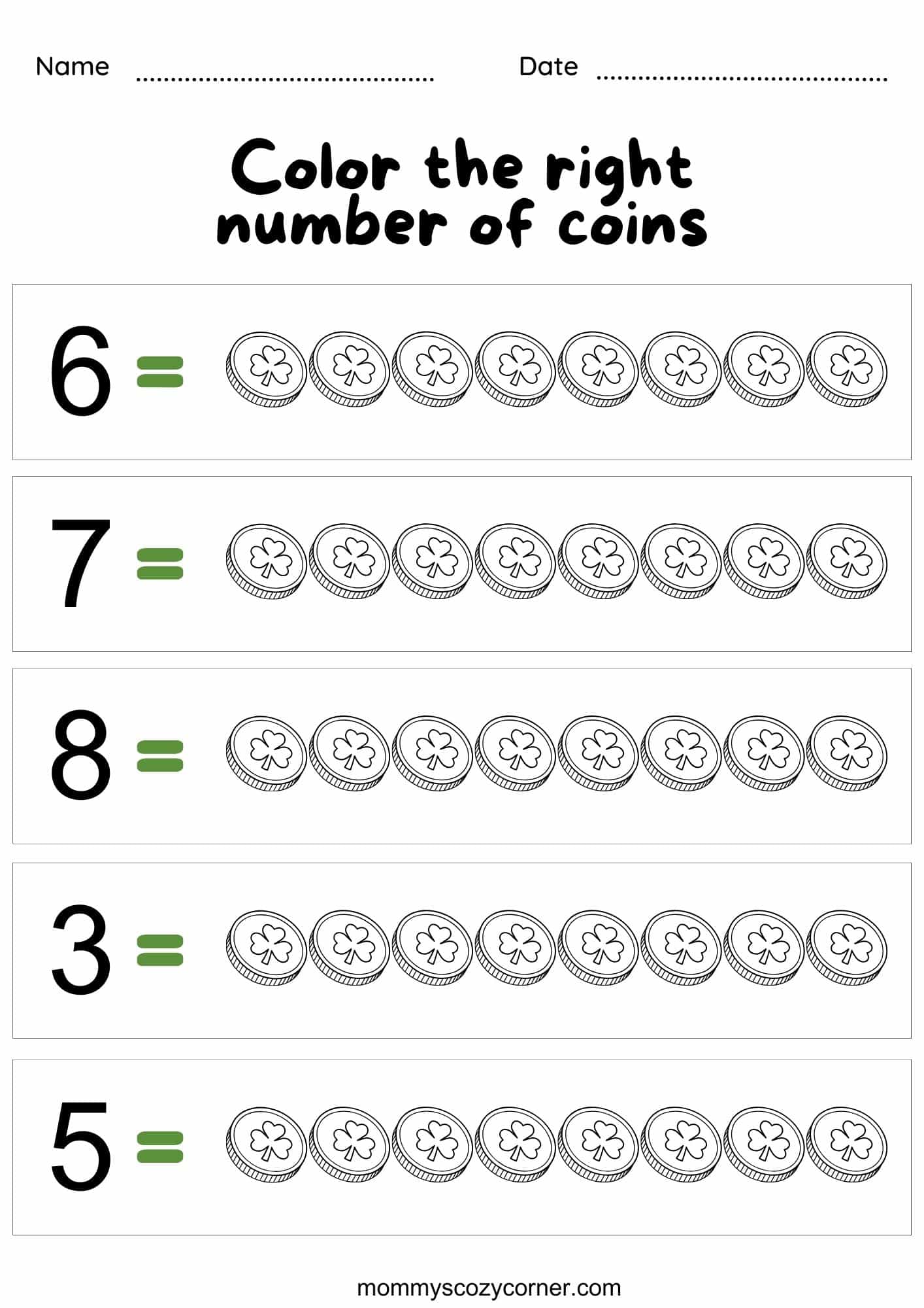 St Patrick's Day Math Worksheet - Number Recognition Worksheet