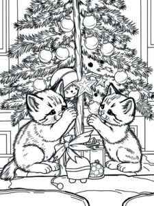 37 Festive Christmas Cat Coloring Pages for Holiday Fun