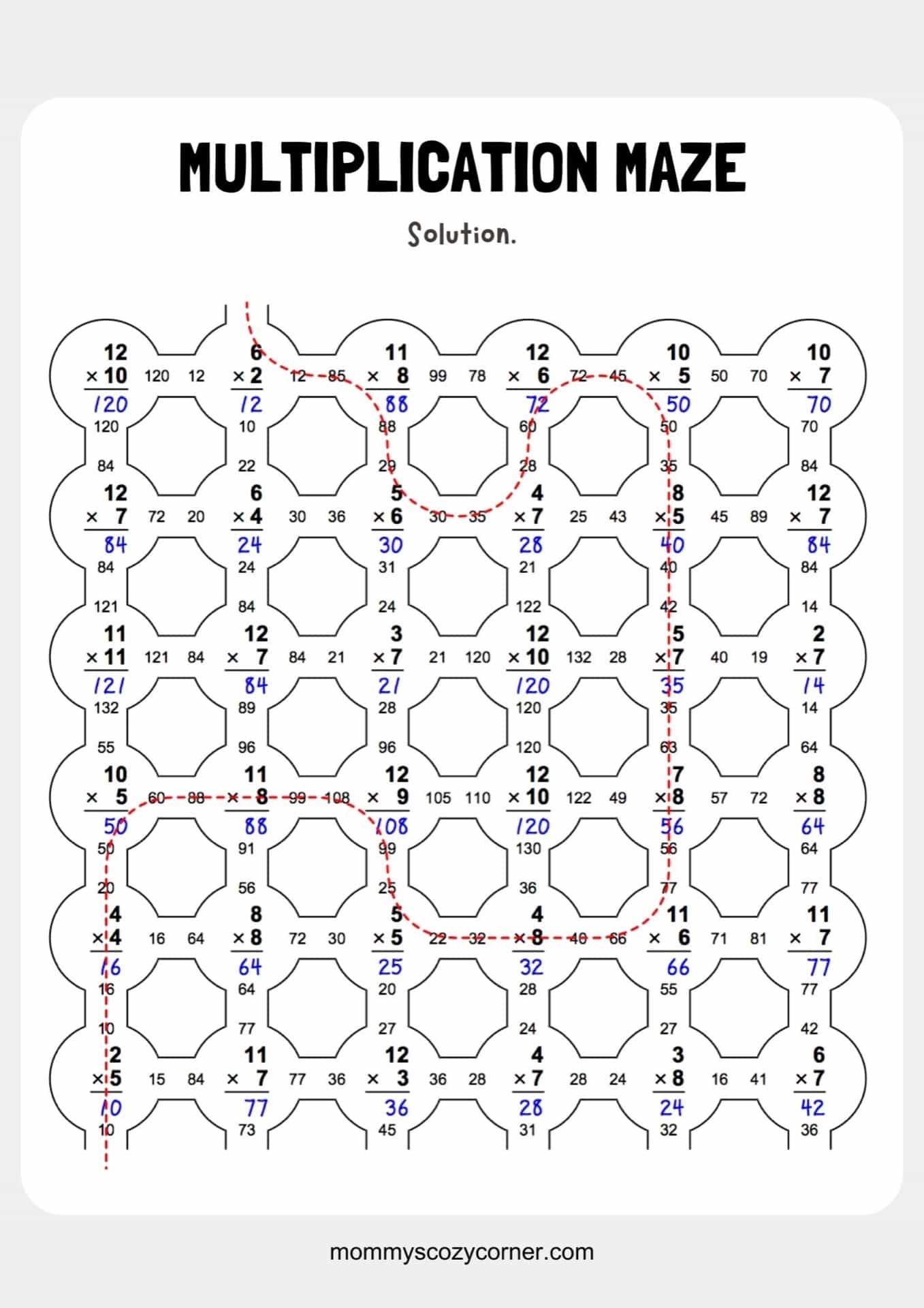 2 Multiplication Maze Activities With Answer Key